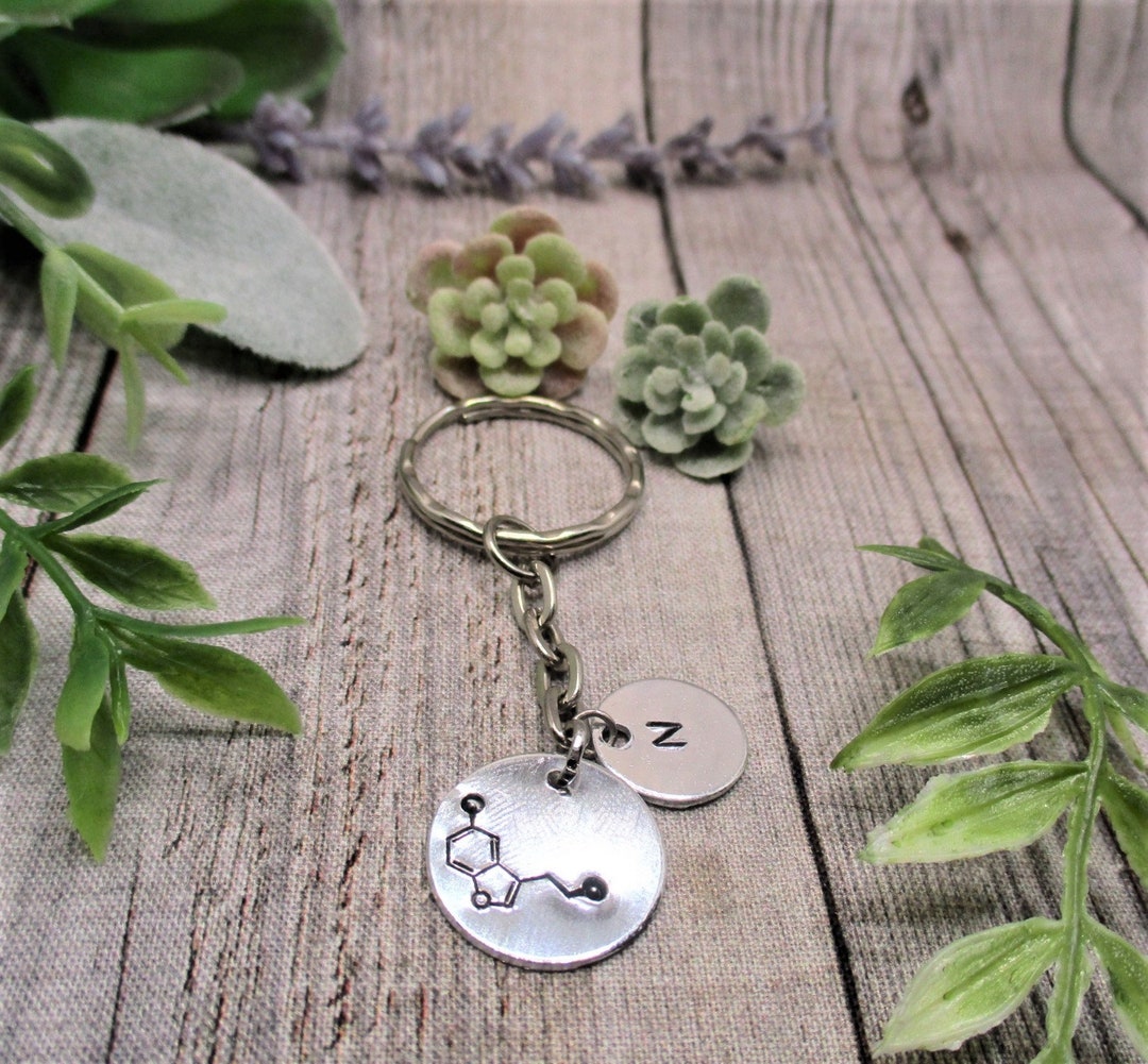 Serotonin Molecule Keychain Personalized Gifts for Her/ Him Inital ...