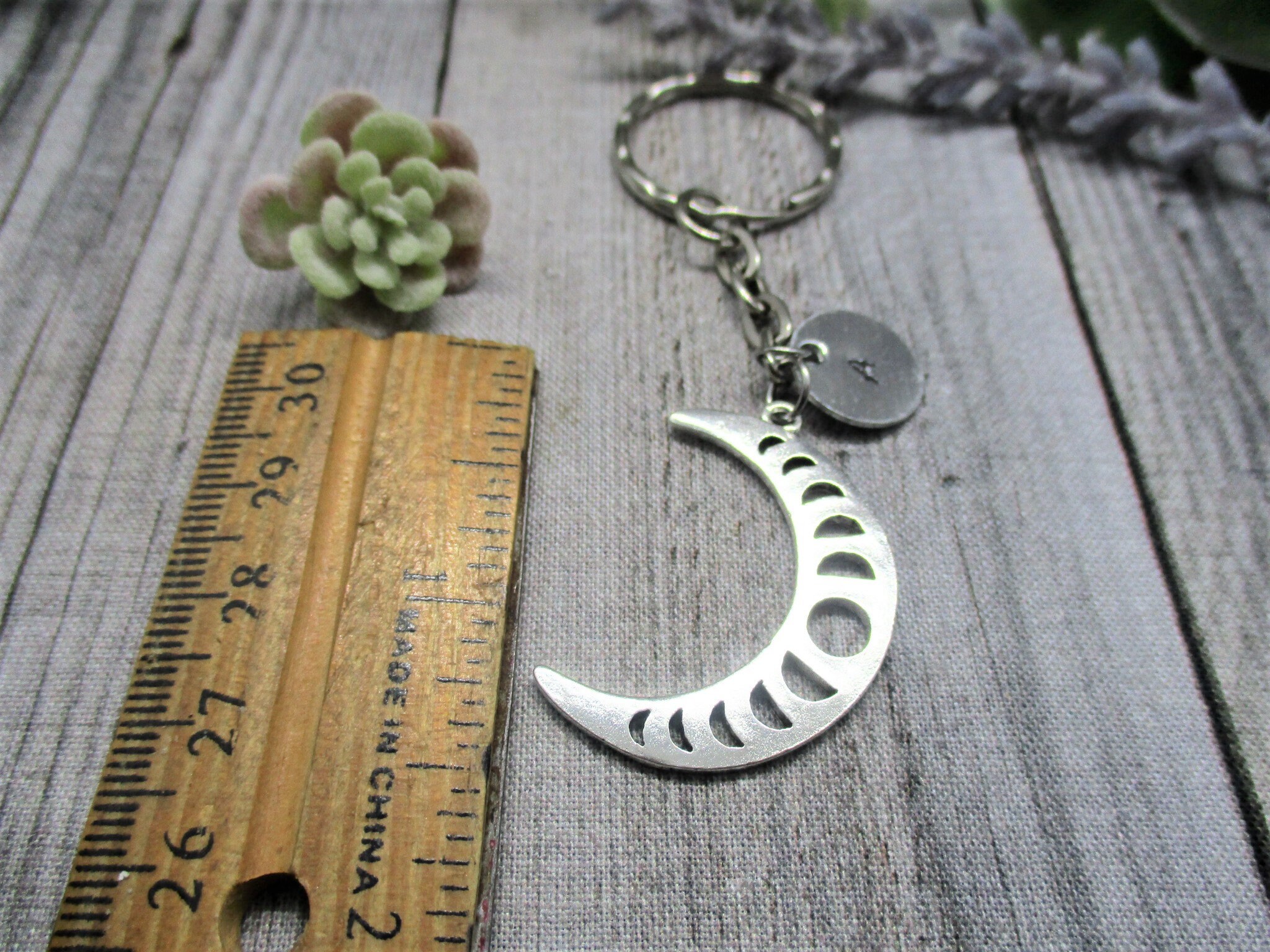 Moon Phase Keychain Half Moon Keychain Personalized | Etsy