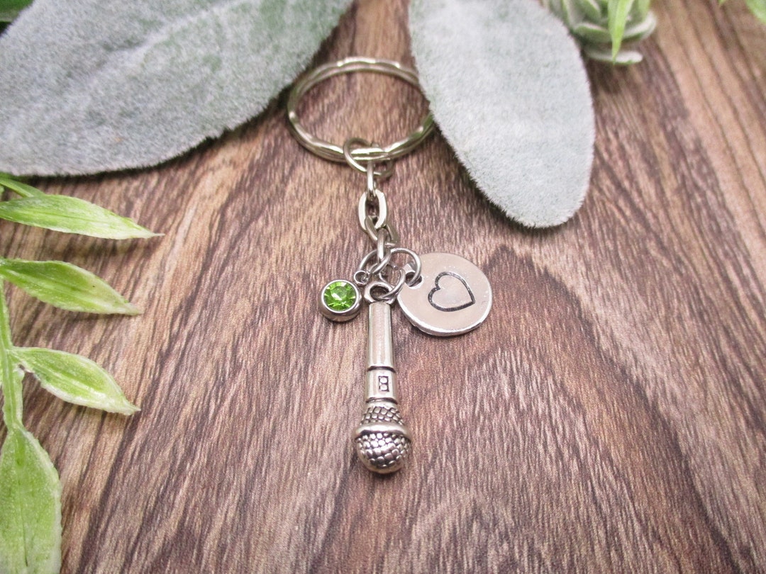 Microphone Keychain Personalized Handstamped Music Keychain Musicians ...