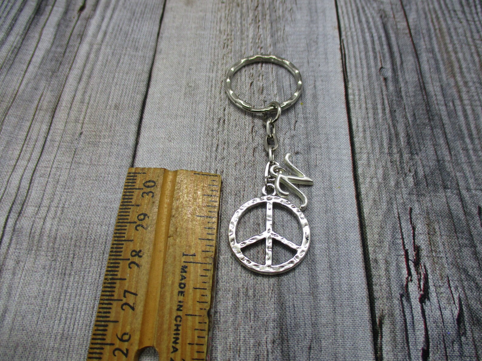 Peace Sign Keychain Initial Keychain Letter Keychain Peace | Etsy