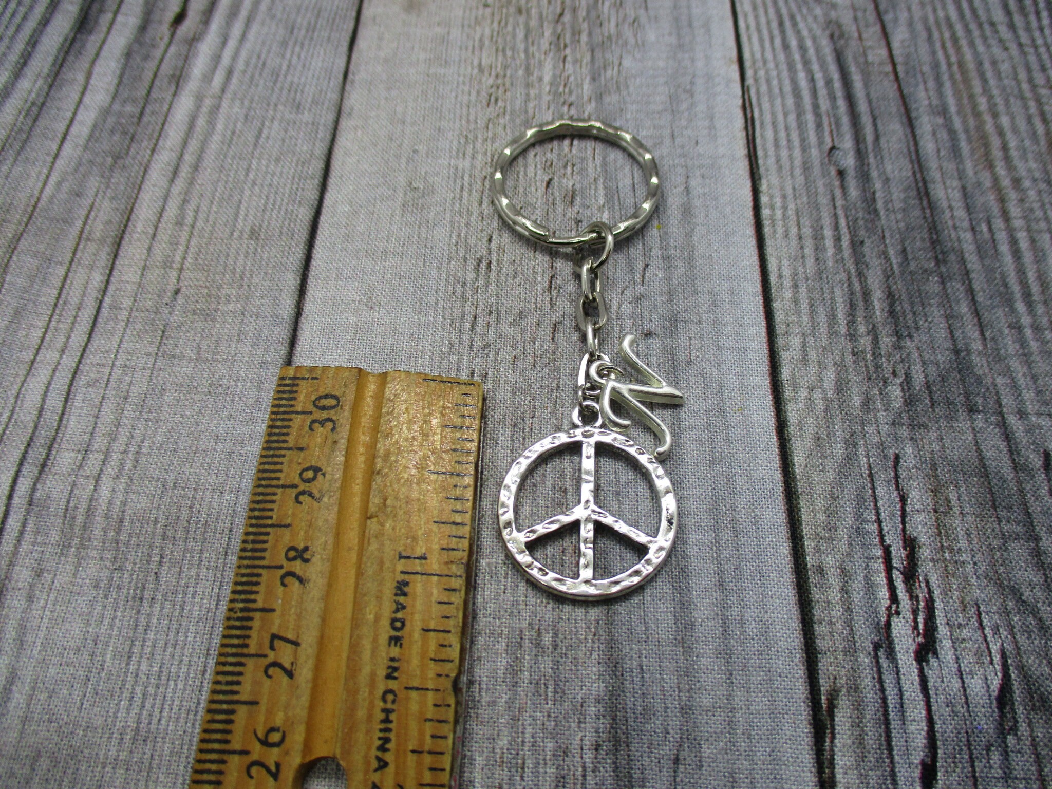 Peace Sign Keychain Initial Keychain Letter Keychain Peace | Etsy