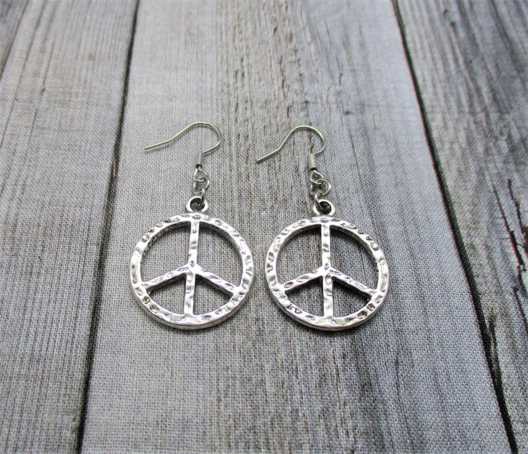Peace Sign Earrings Peace Earrings Peace Sign Jewelry Peace Jewelry ...