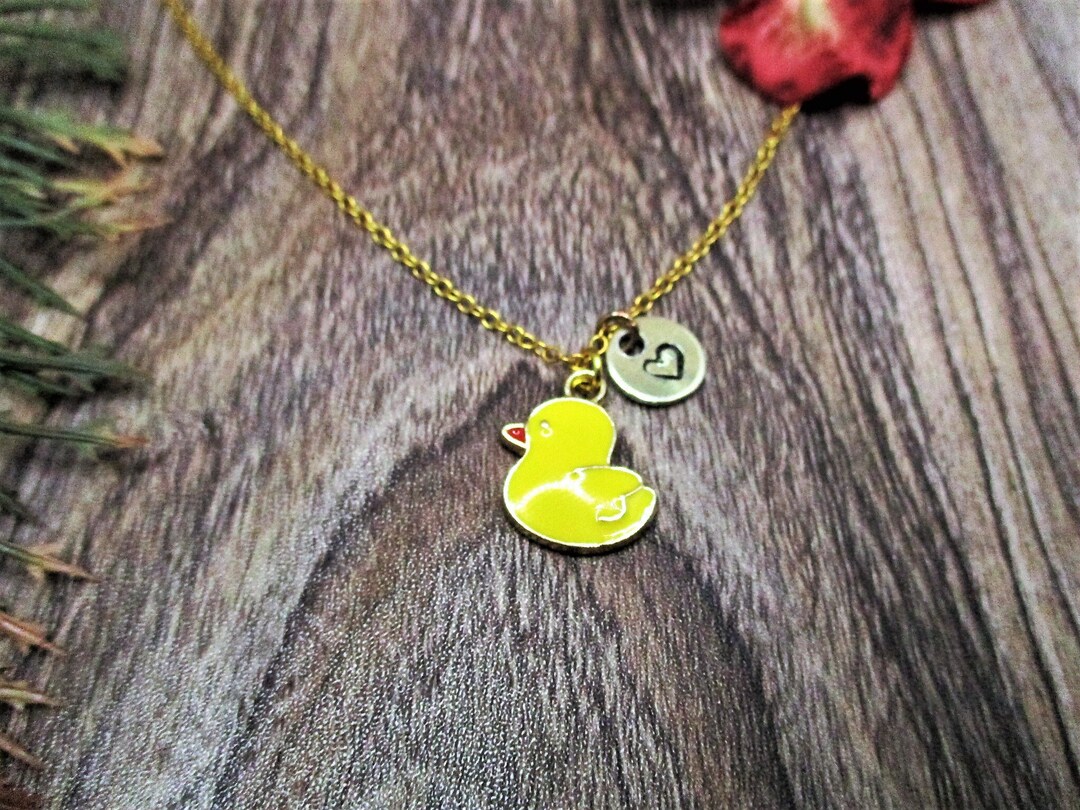 Yellow Duck Necklace Personalized Jewelry Gift for Her Bird Necklace ...