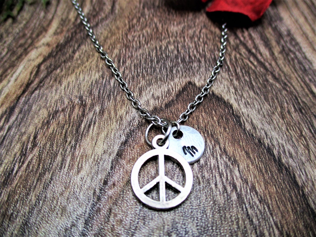 Small Peace Sign Necklace Personalized Gifts for Her Peace Sign Jewelry ...