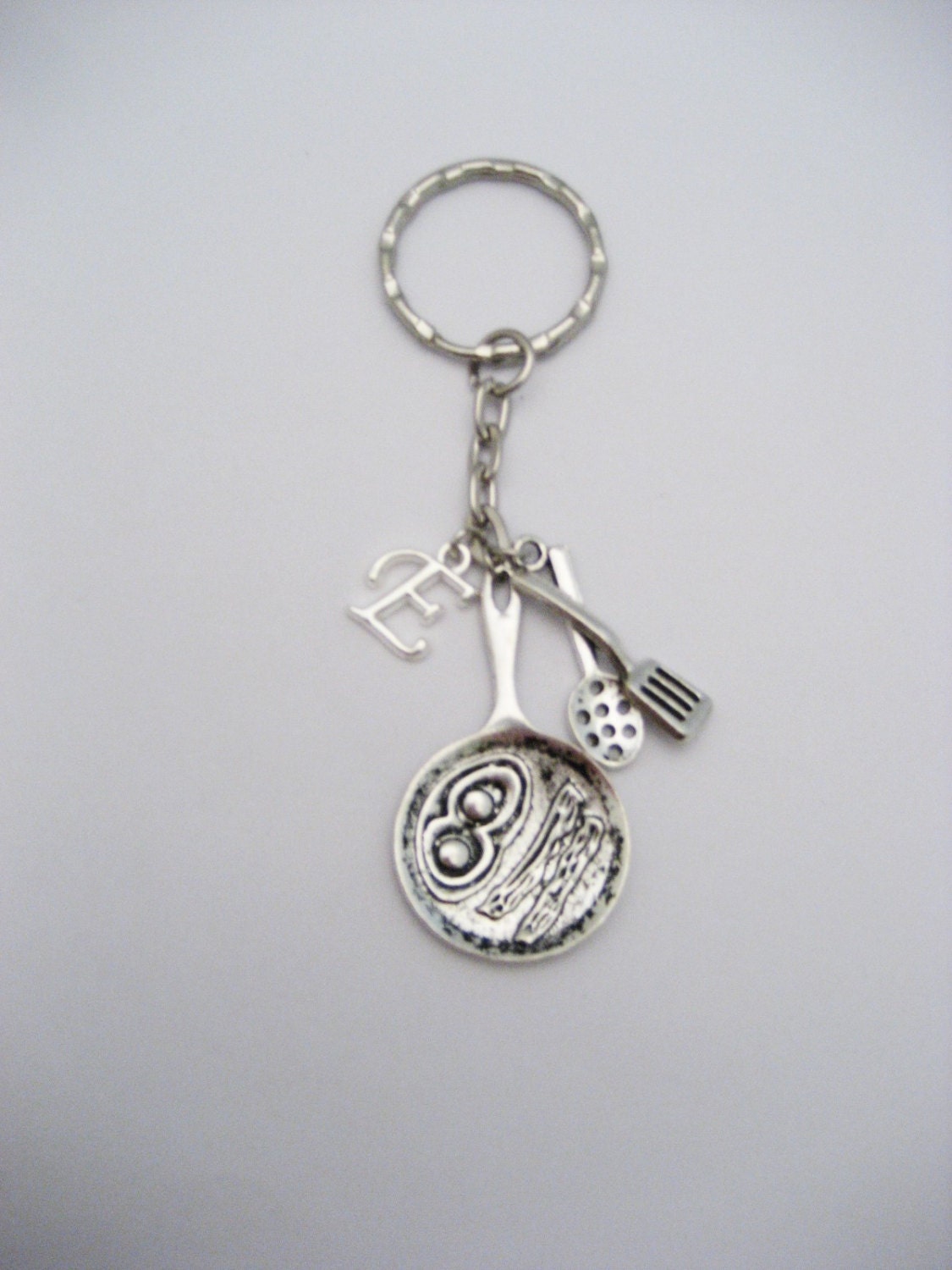 Frying Pan Keychain Bacon and Eggs Keychain Initial Keychain ...