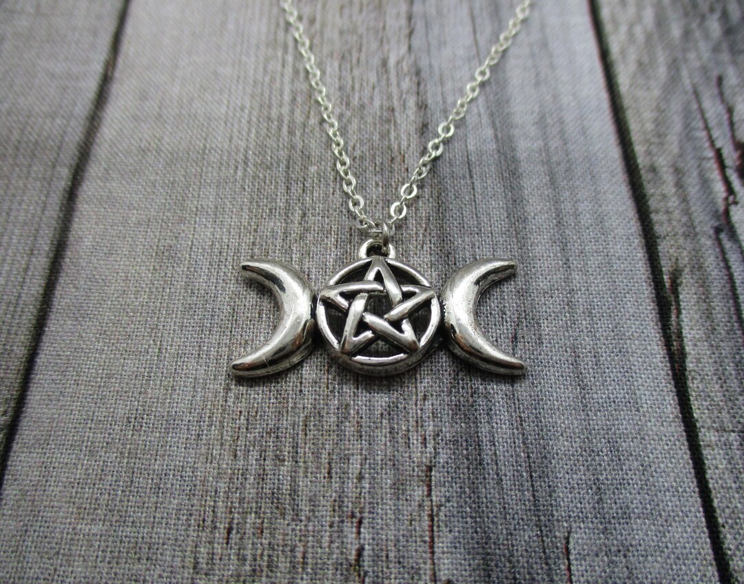 Triple Goddess Necklace, Pentacle Necklace, Spiritual Jewelry, Pentacle ...