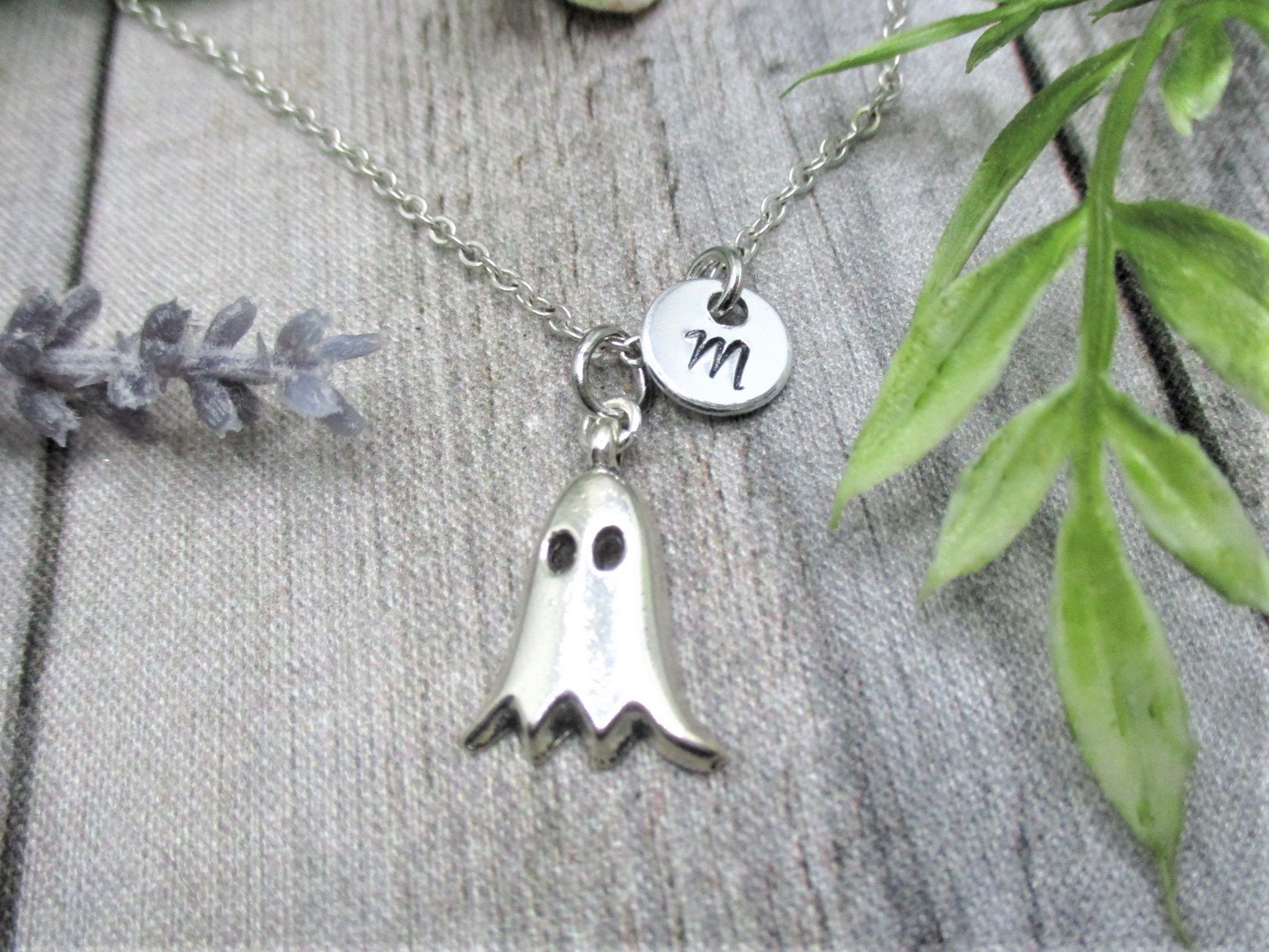 Ghost Necklace Customized Ghost Jewelry Letter Initial | Etsy