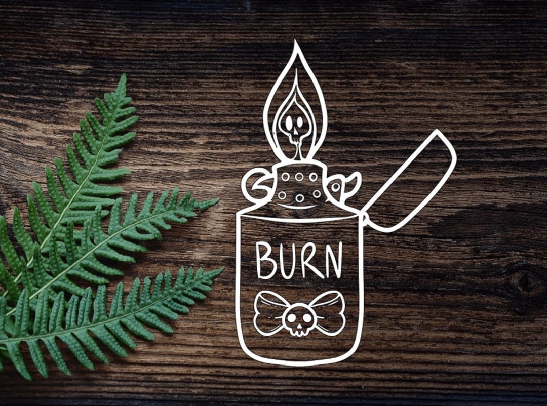 Lighter Decal Creepy Burn Vinyl Decal for Bumper Sticker, Laptop ...