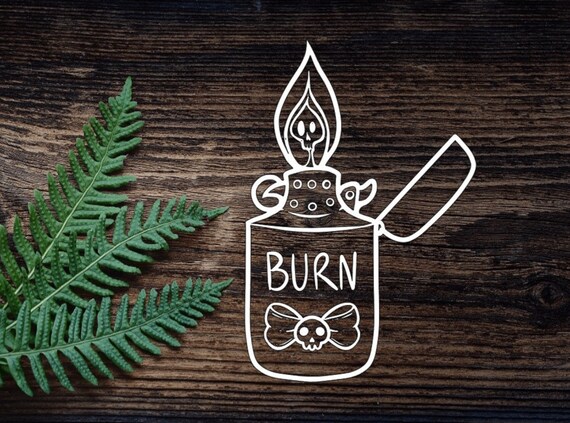 Lighter Decal Creepy Burn Vinyl Decal for Bumper Sticker | Etsy