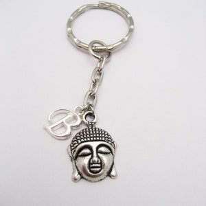 Buddha Keychain Initial Keychain Personalized Zen Keychain Customized ...