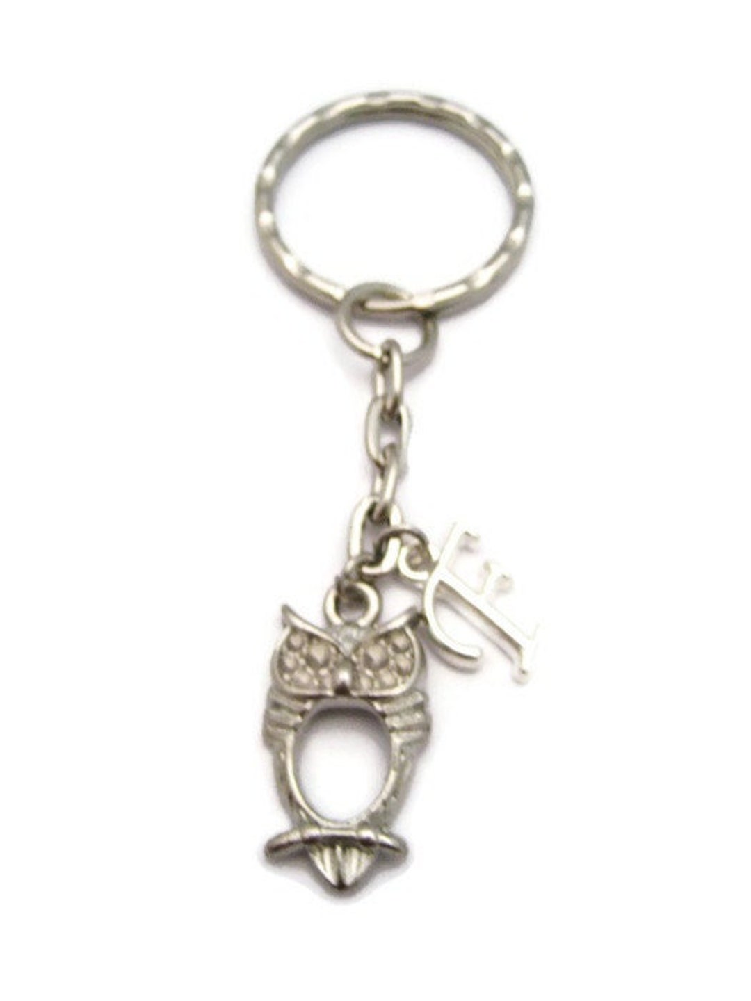 Owl Keychain Personalized Barn Owl Keychain Initial Keychain Owl Lovers ...