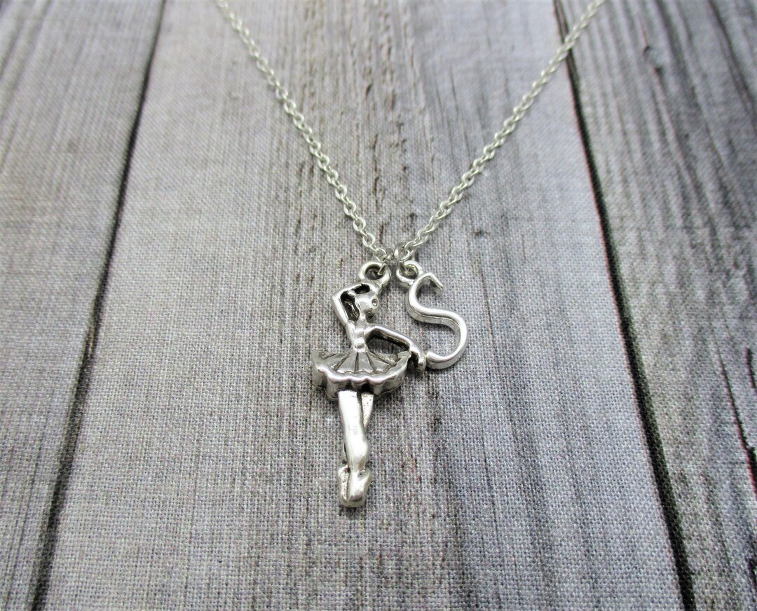 Ballet Necklace, Initial, Ballerina Necklace, Personalized, Ballerina ...