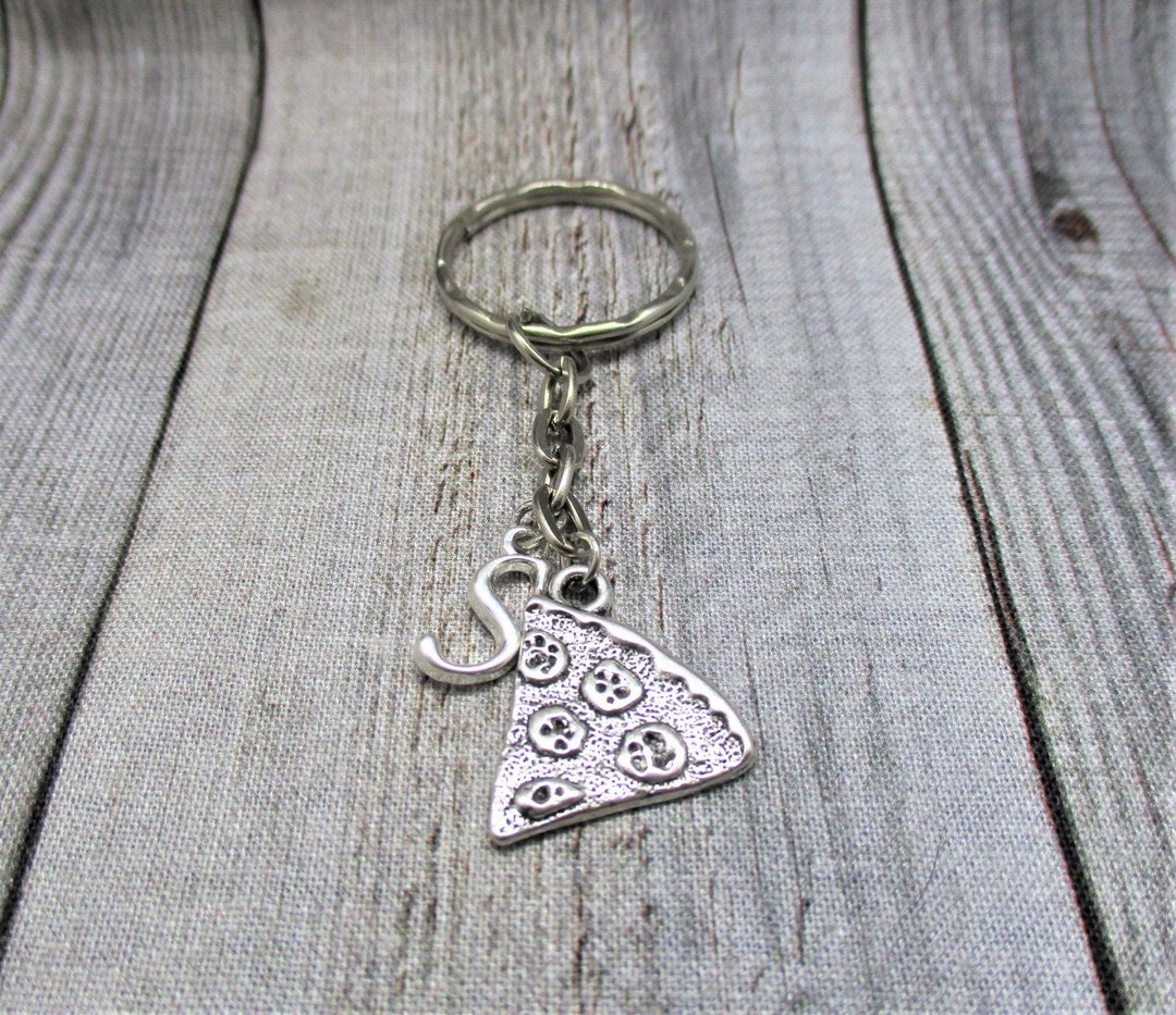 Pizza Keychain, Initial Pizza Slice Keychain, Letter Keychain, Food ...