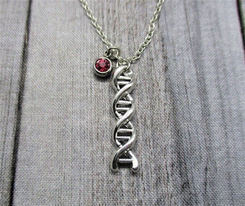 DNA Necklace Science Necklace W/ Birthstone Birth Month | Etsy