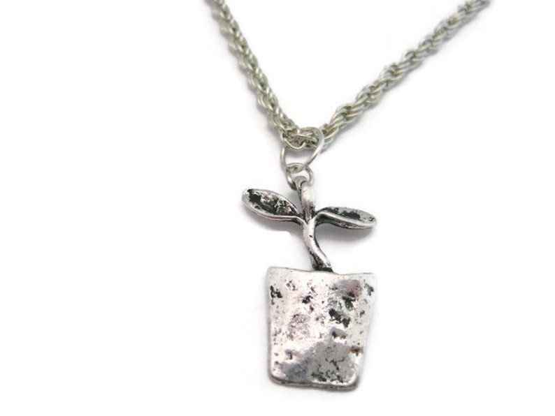 Silver Garden Necklace Gardener Necklace Sprout Jewelry | Etsy