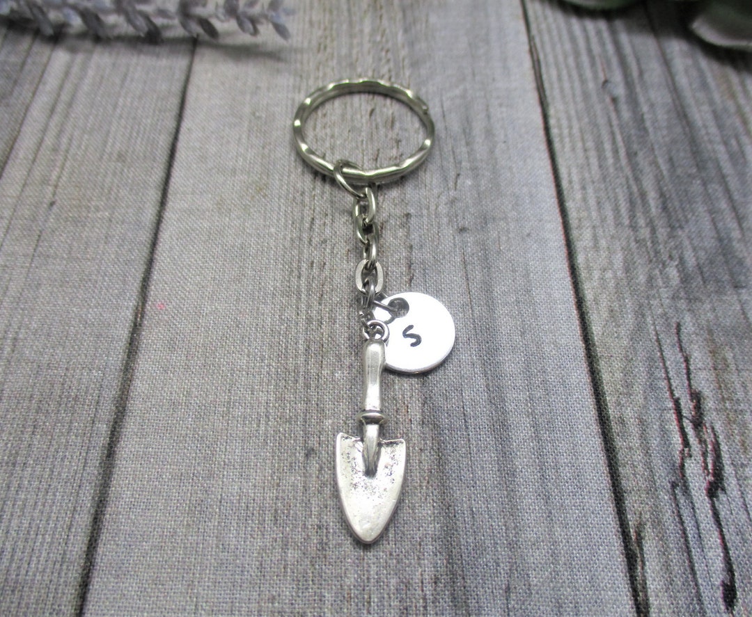 Shovel Keychain Personalized Garden Gifts for Him / Her Inital Key Ring ...