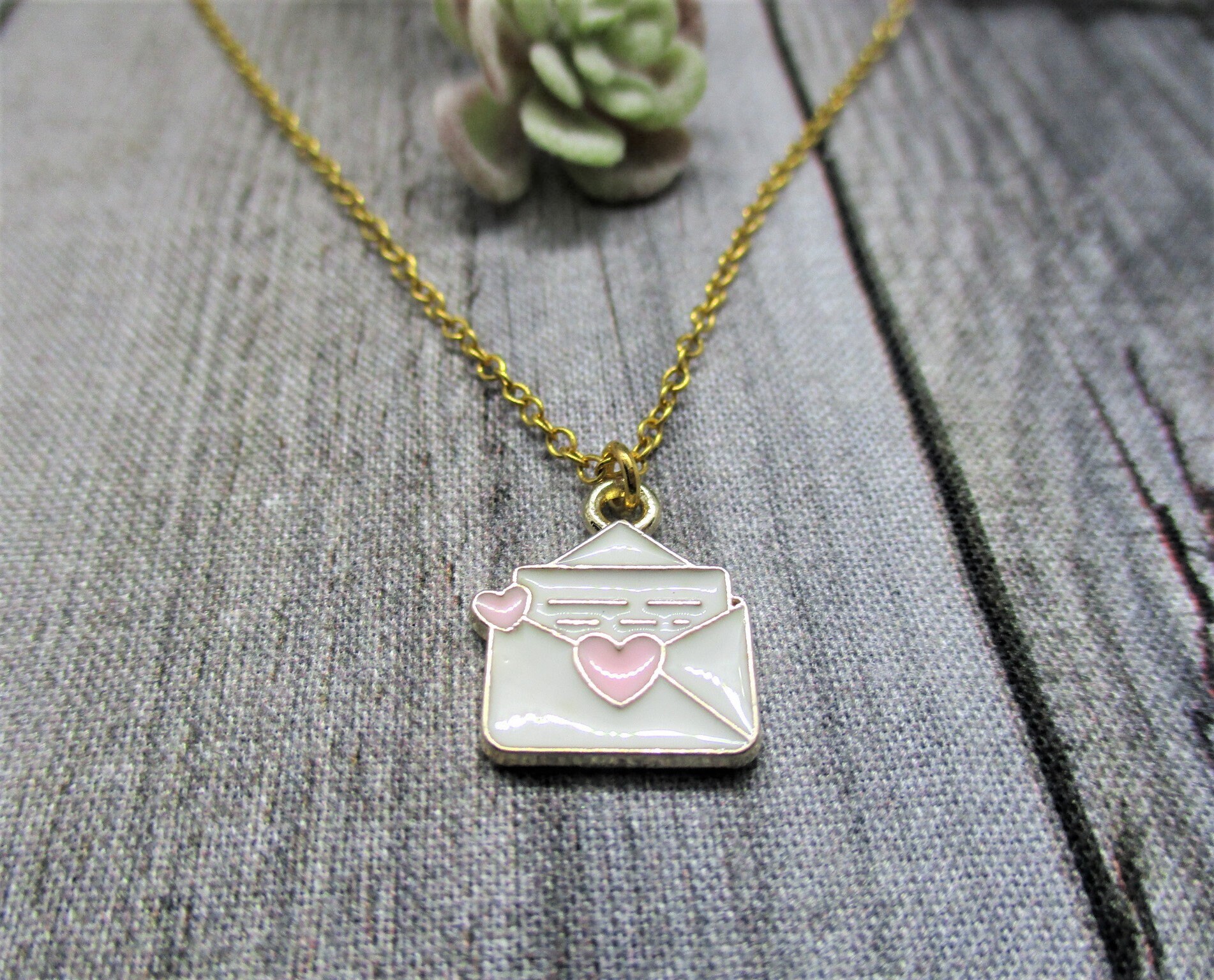 Love Letter Necklace Love Letter Jewelry Envelope Necklace | Etsy