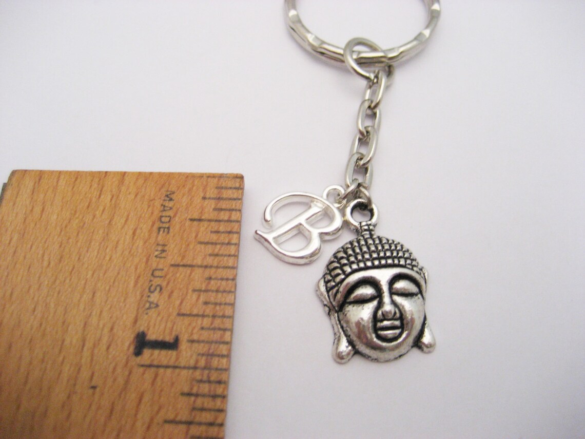 Buddha Keychain Initial Keychain Personalized Zen Keychain | Etsy