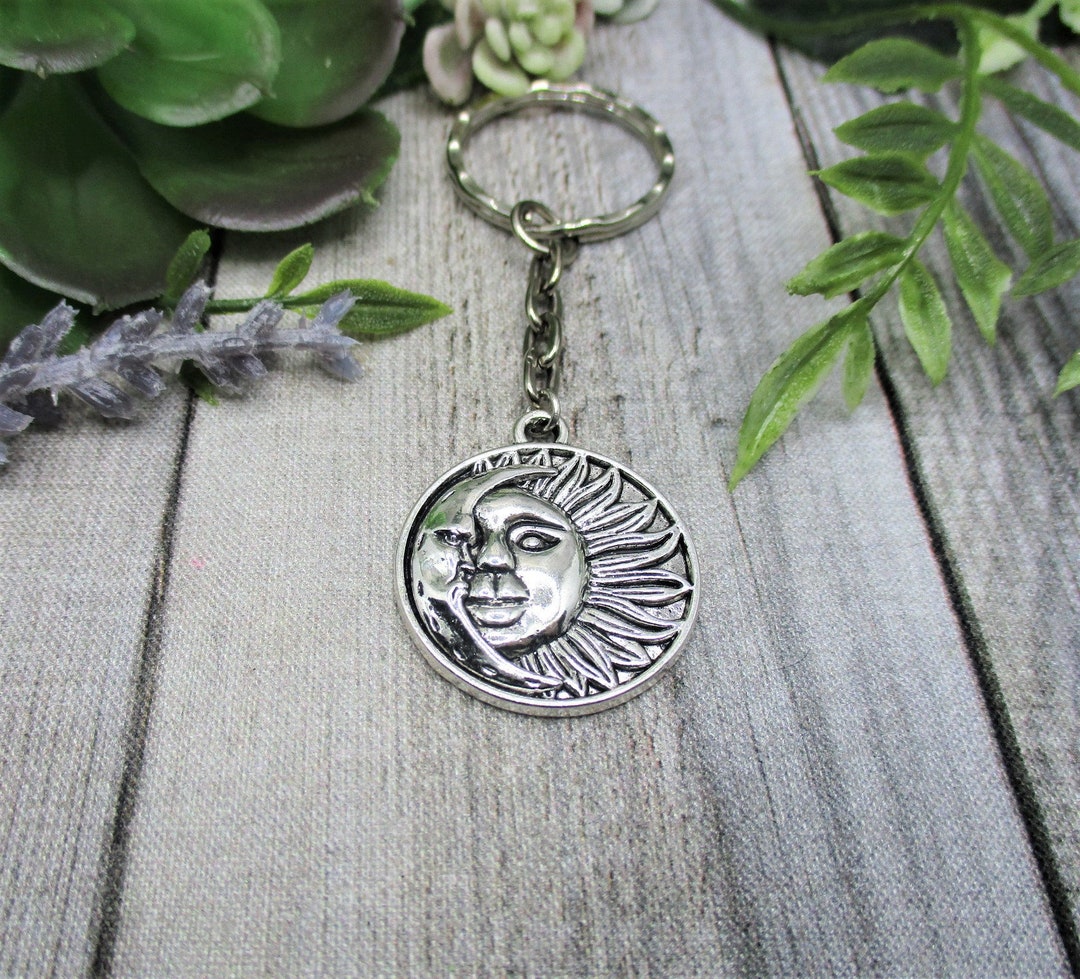 Sun and Moon Keychain Celestial Keychain Moon Keychain Sun Keychain ...