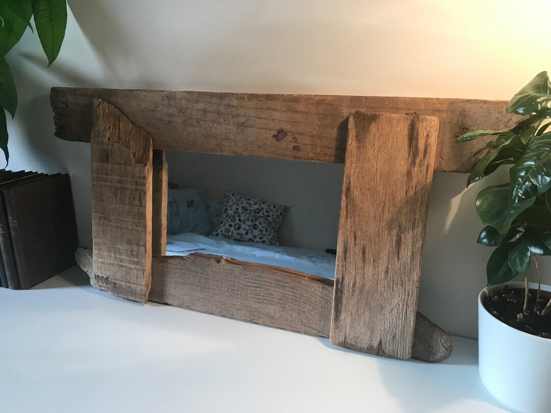Driftwood Mirror With a Hessian Back - Etsy UK