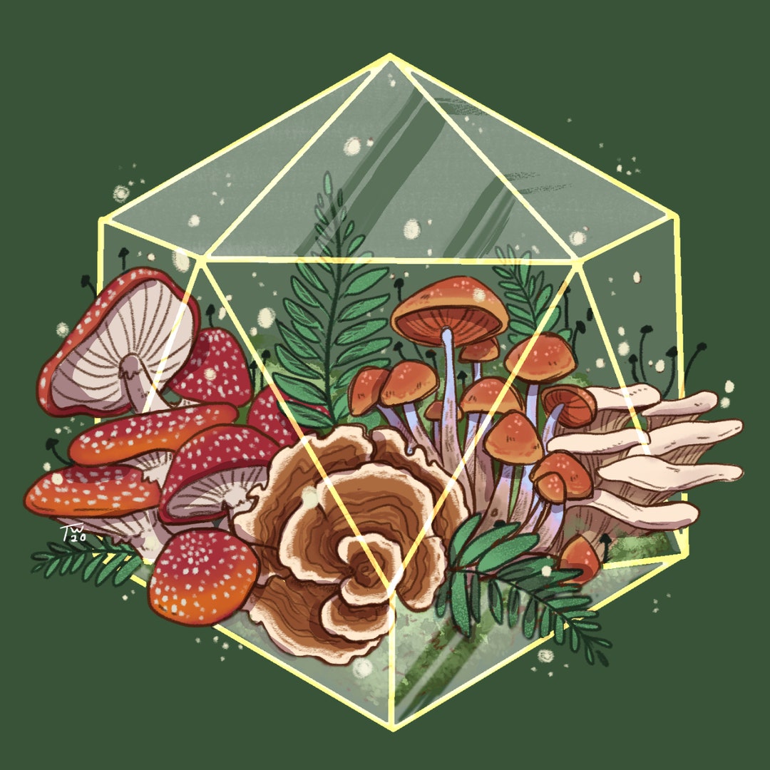 D20 Mushroom Terrarium - Dungeons and Dragons 7x7 Print - Etsy