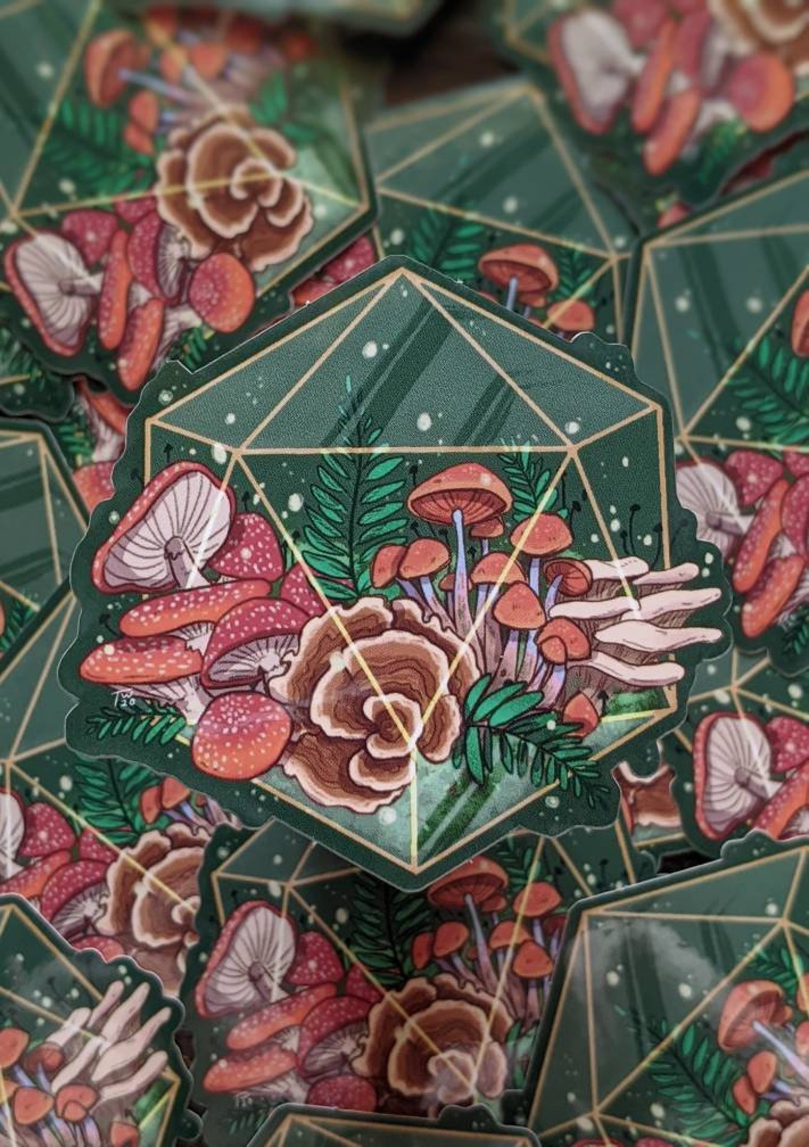 D20 Mushroom Terrarium Vinyl Sticker Dungeons and Dragons - Etsy