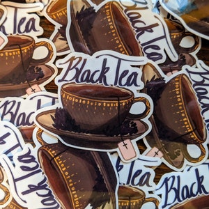 Black Tea Vinyl Sticker | Etsy