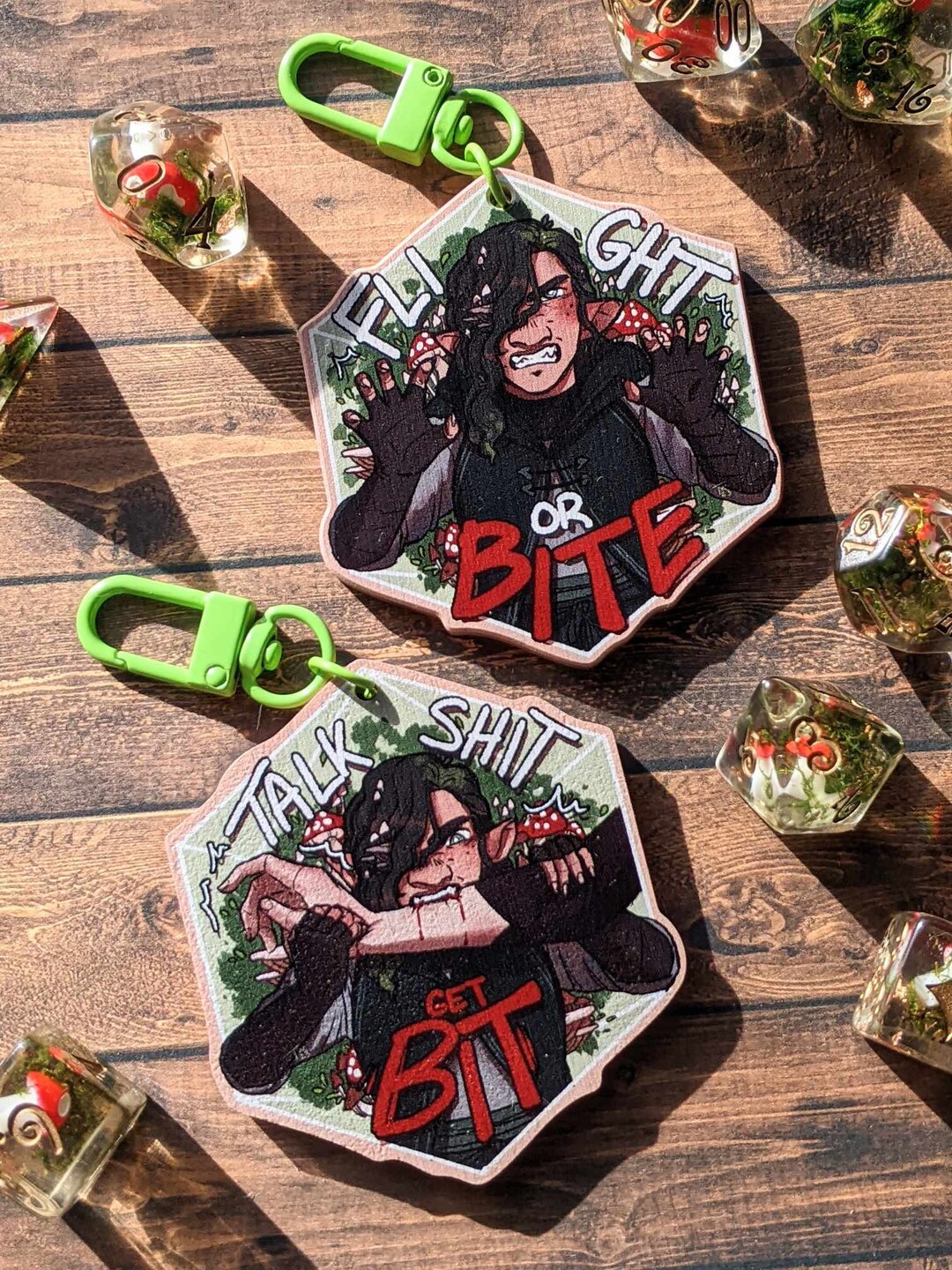 Flight OR Bite | Dnd Druid PC - 2.5 Inch Double Sided Wood Charm - Etsy