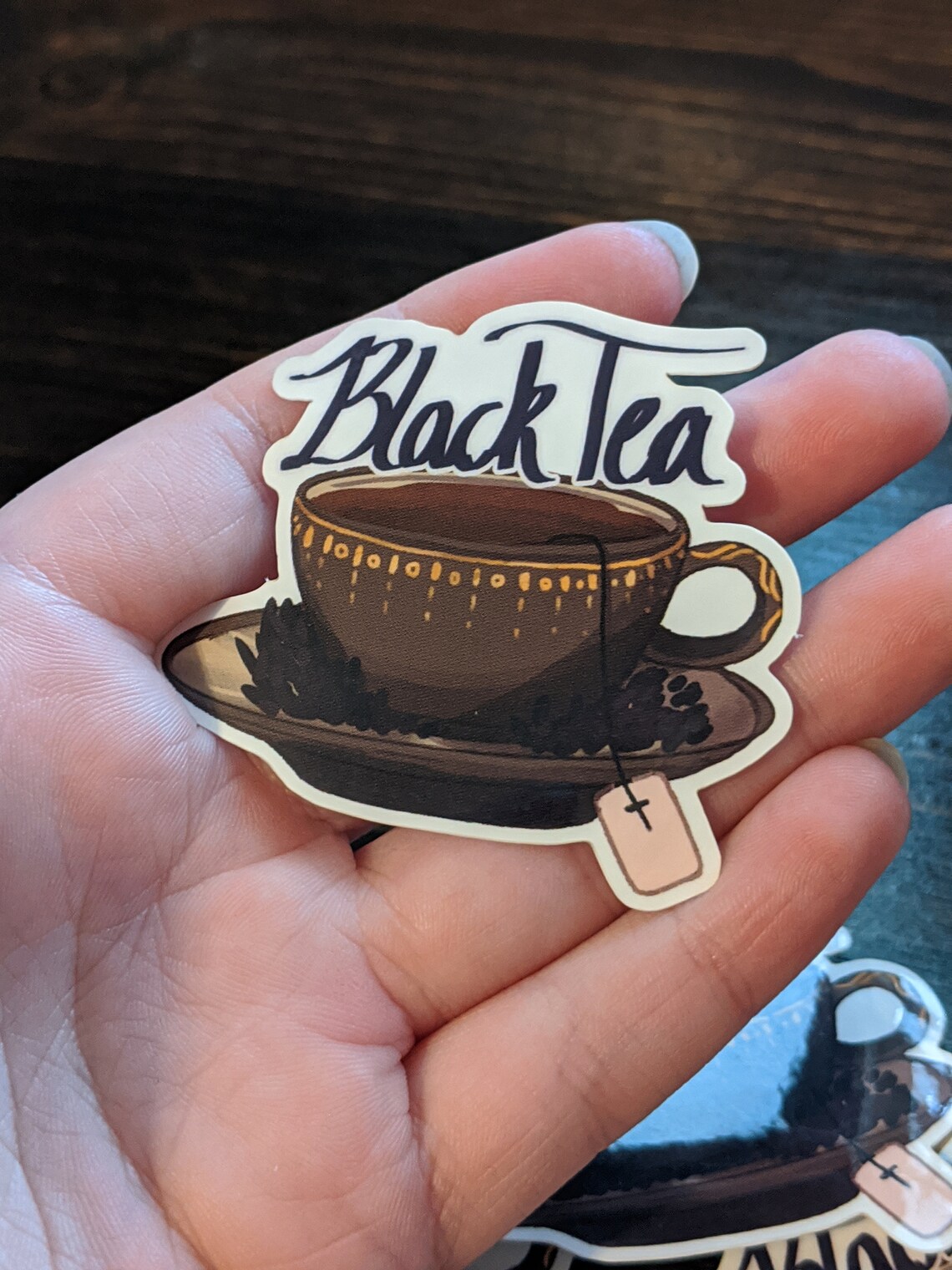 Black Tea Vinyl Sticker | Etsy