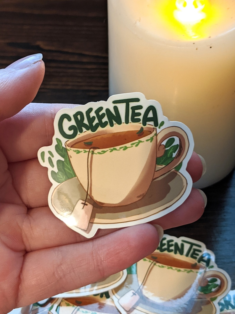 Green Tea Vinyl Sticker - Etsy