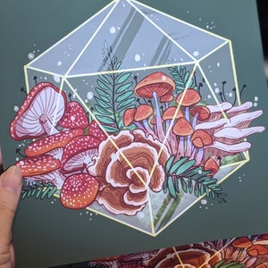 D20 Mushroom Terrarium - Dungeons and Dragons 7x7 Print - Etsy