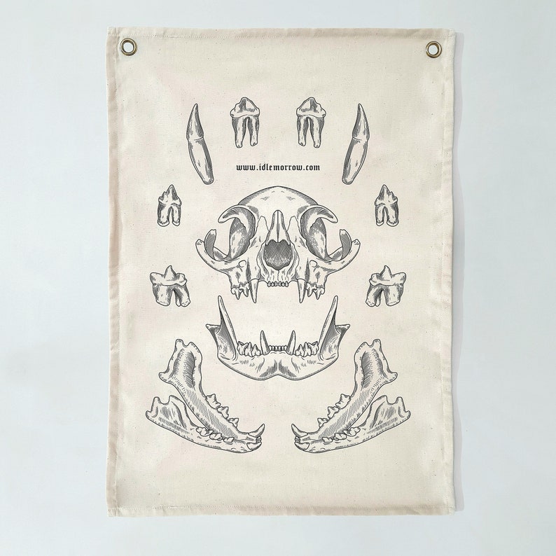 Cat Skull and Teeth Tattoo Flash Sheet Wall Hanging - Etsy