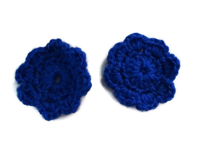 Two blue crocheted flowers | Etsy