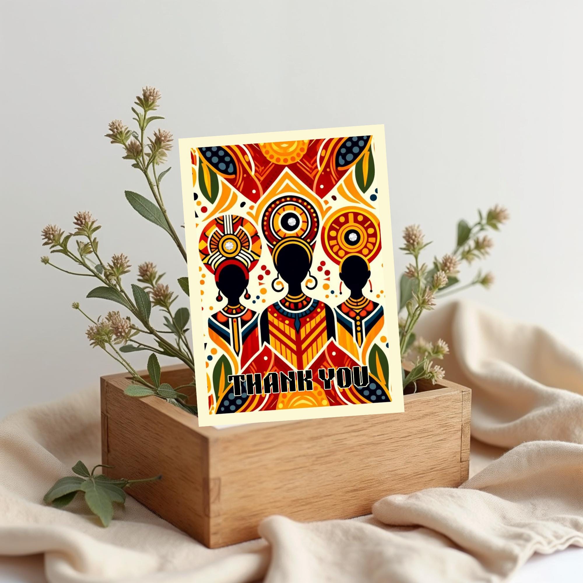 African American Thank You Card, Black Card, Greetings Card, Black ...