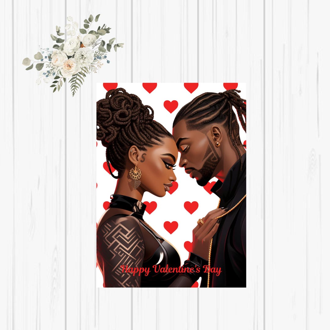 African American Valentine's Day Card, Black Card, Greetings Card ...