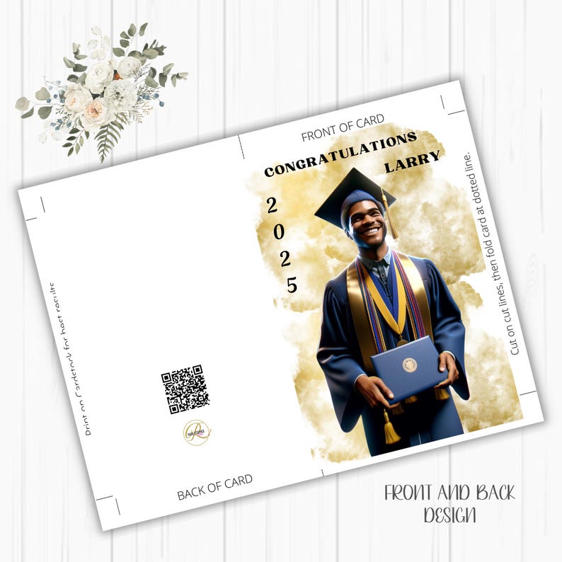 African American Personalized Graduation Greeting Card, Black ...