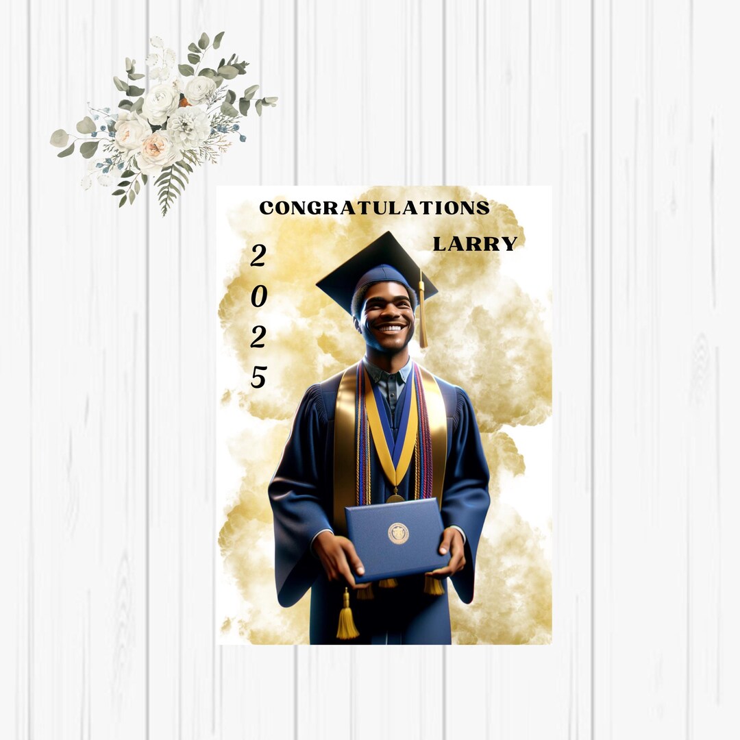 African American Personalized Graduation Greeting Card, Black ...