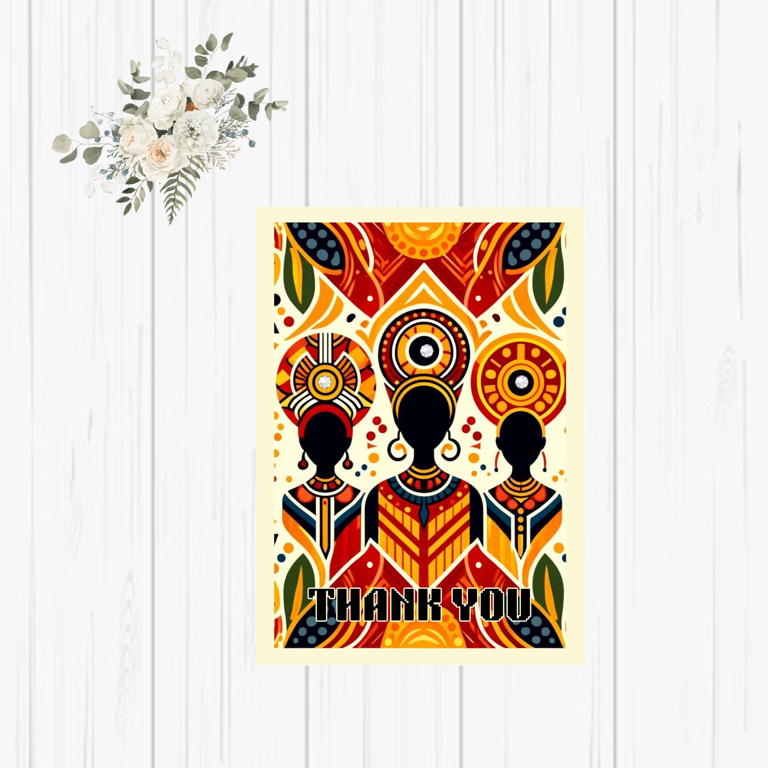 African American Thank You Card, Black Thank You Card, Greetings Card ...