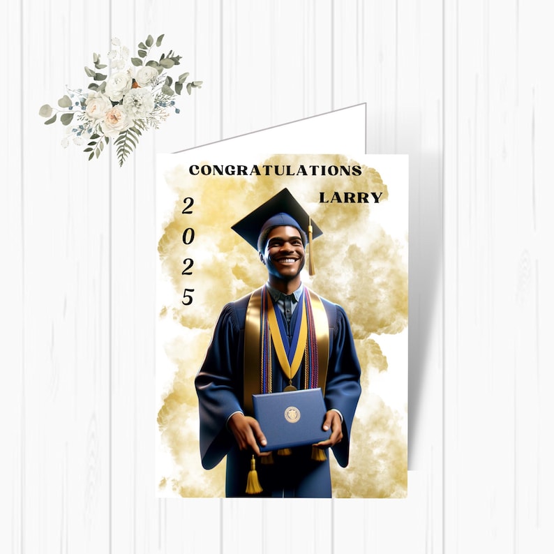 African American Personalized Graduation Greeting Card, Black ...