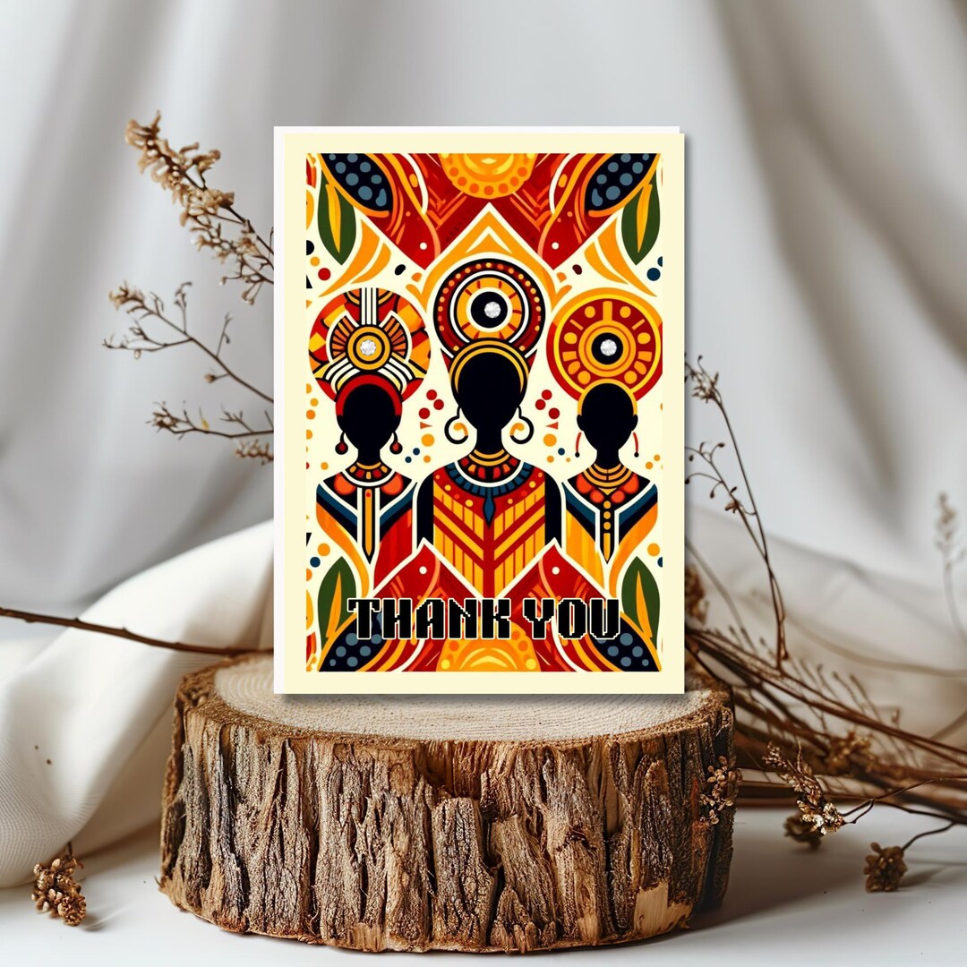 African American Thank You Card, Black Card, Greetings Card, Black ...