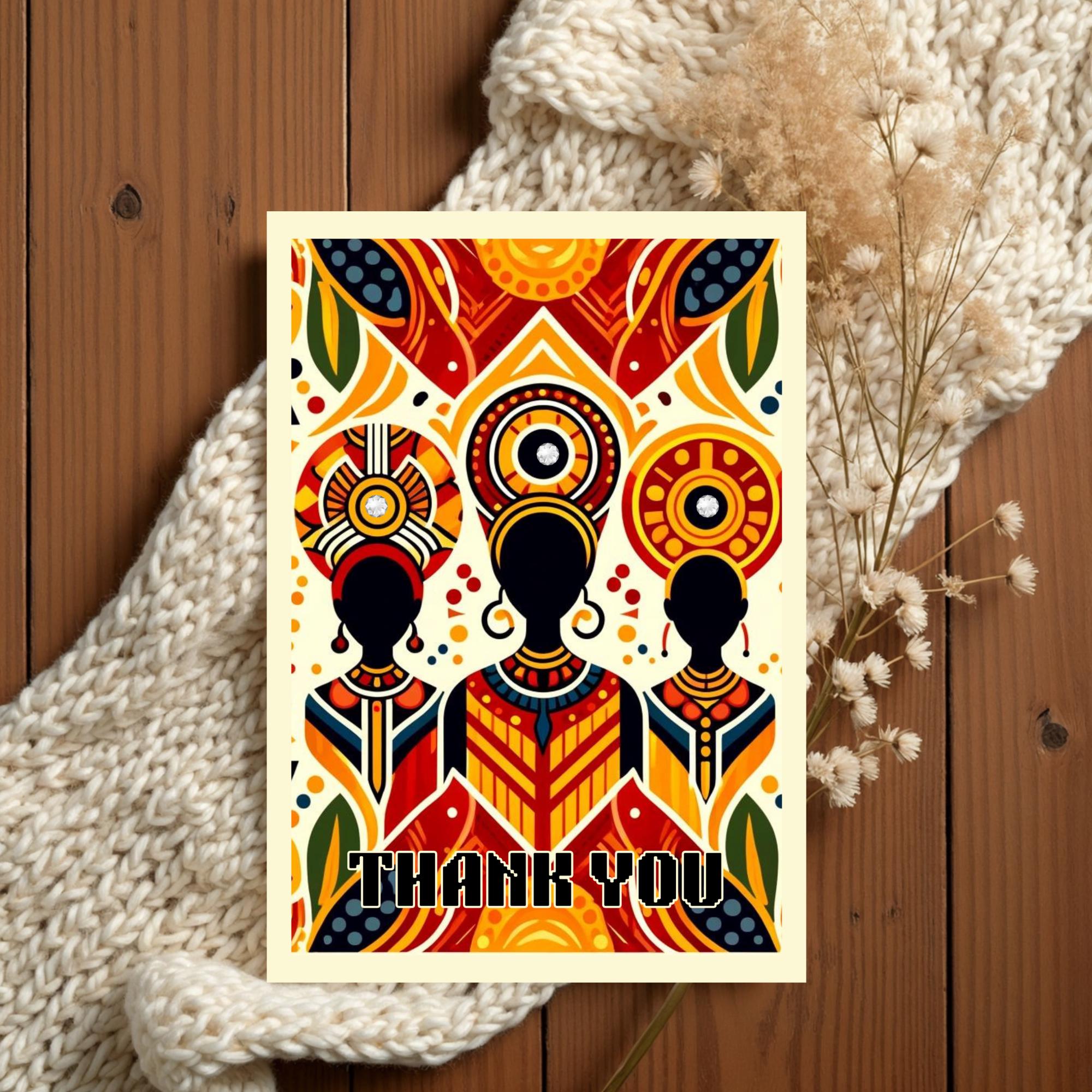 African American Thank You Card, Black Card, Greetings Card, Black ...