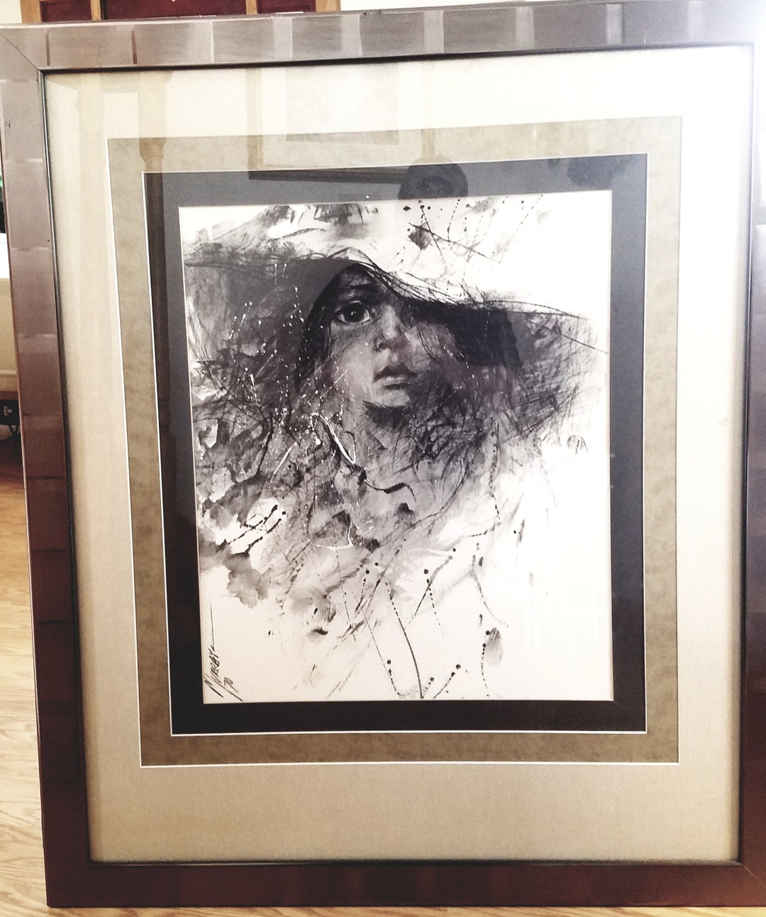 Vintage LARGE 41 X 35 Alan Murray Charcoal Matted - Etsy