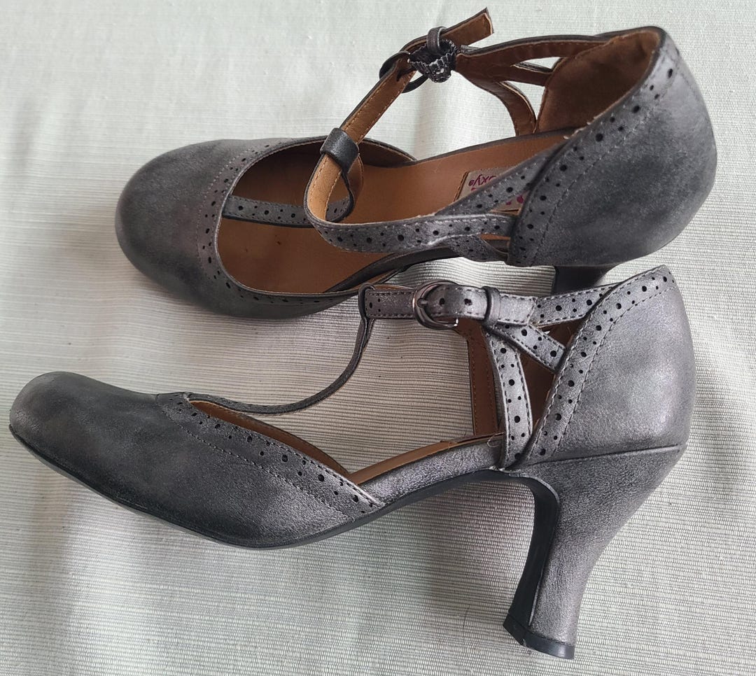 Dolce by Mojo Moxy Gray Grey Mary Jane Lolita Pumps Strap Heels Shoes ...