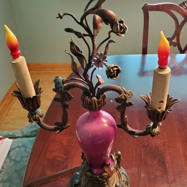 Antique Floral Lamp - Etsy