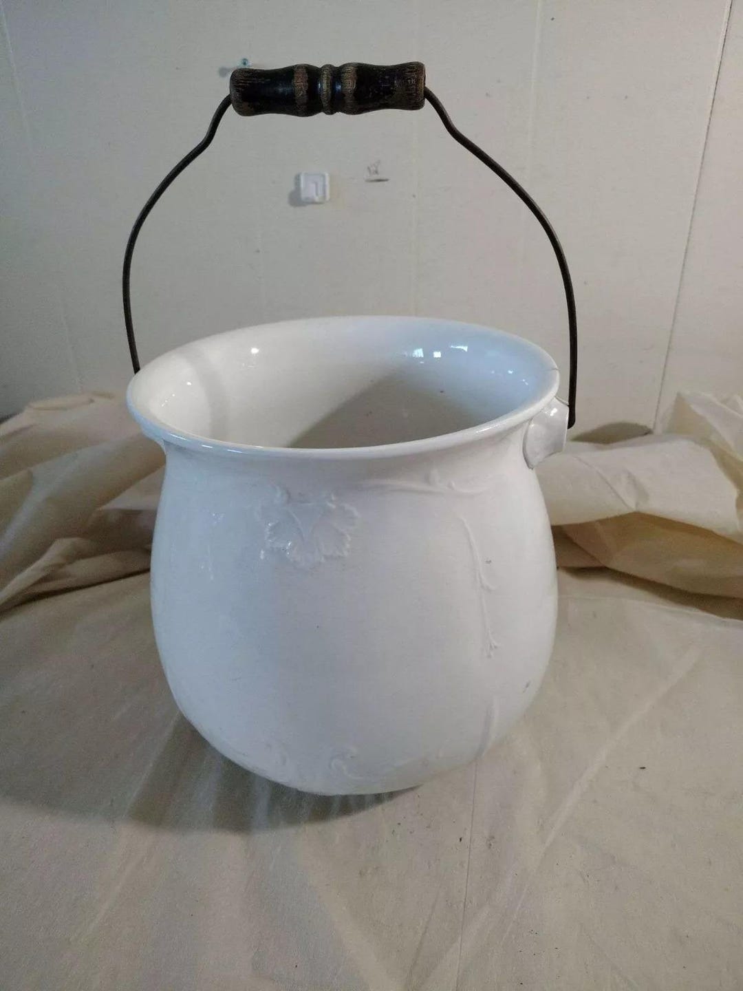 Antique Ironstone White Chamber Pot Slop Bucket - Etsy