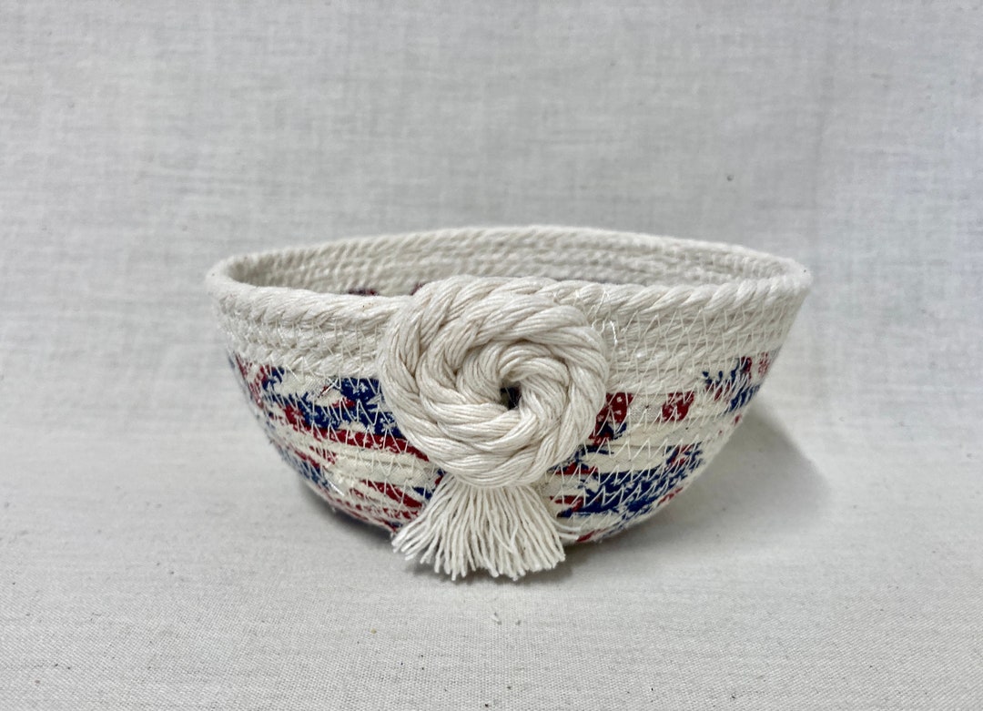 Red White and Blue Round Cotton Cord Coil Bowl/basket - Etsy