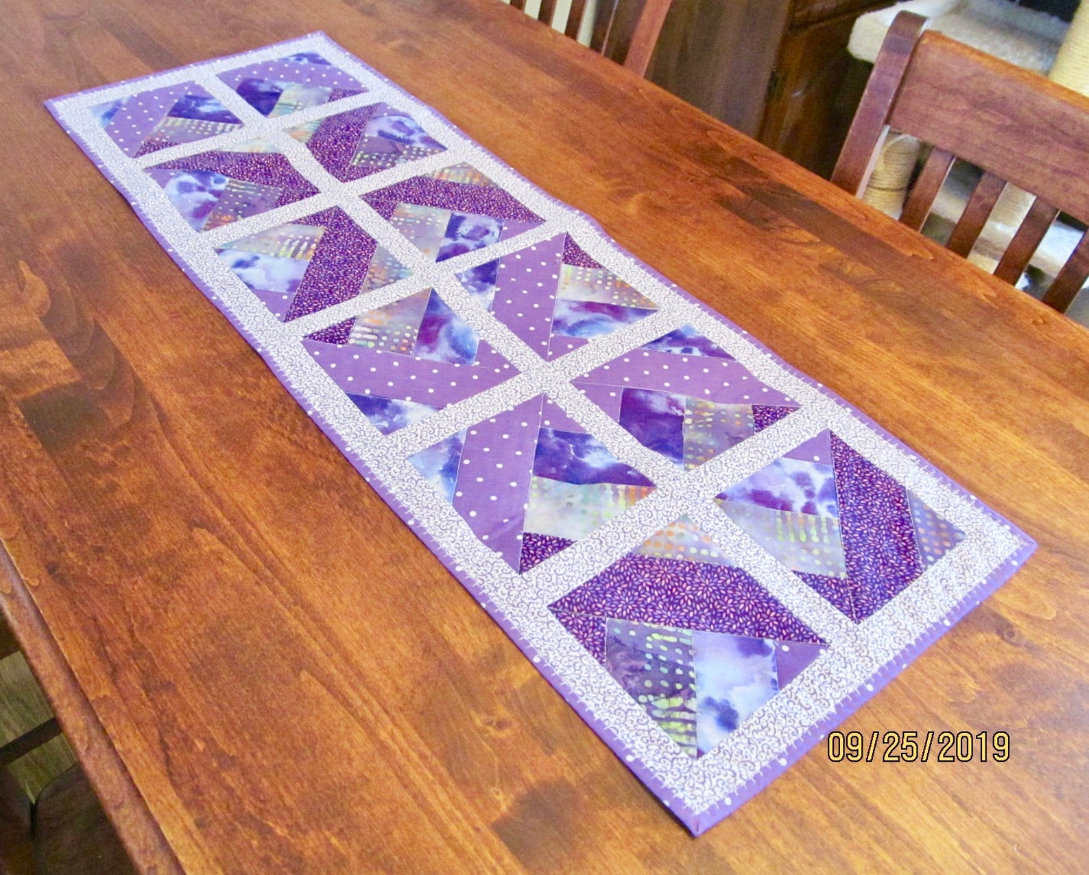 Purple Lavender Table Runner Topper Quilted Cotton Fabric D-12 - Etsy