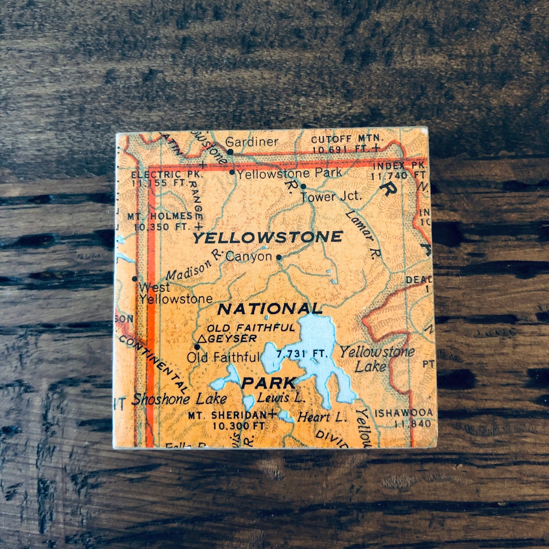 Yellowstone National Park Vintage Map Magnet - Etsy