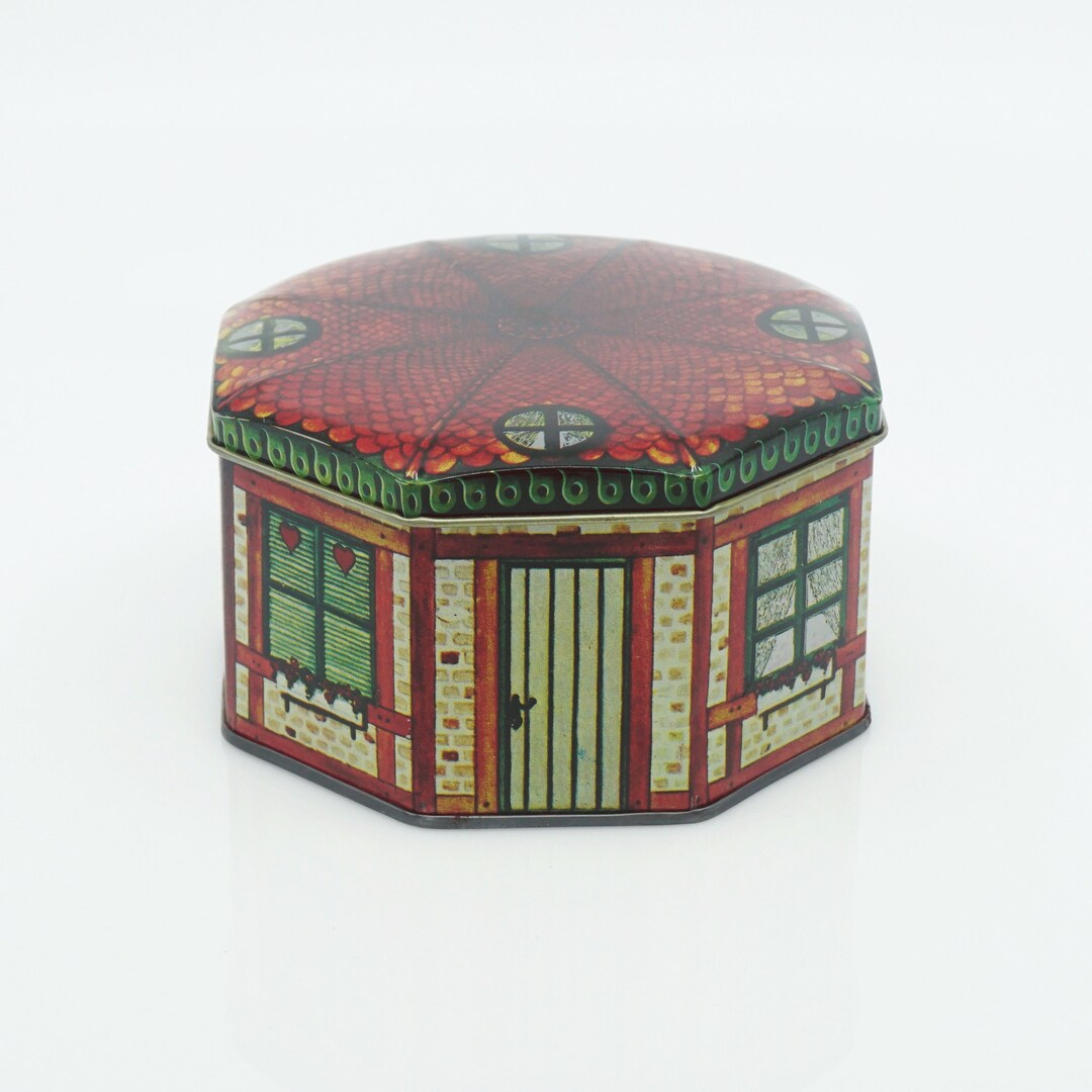 Vintage Tin Litho Storage Container 5" Diameter - Etsy