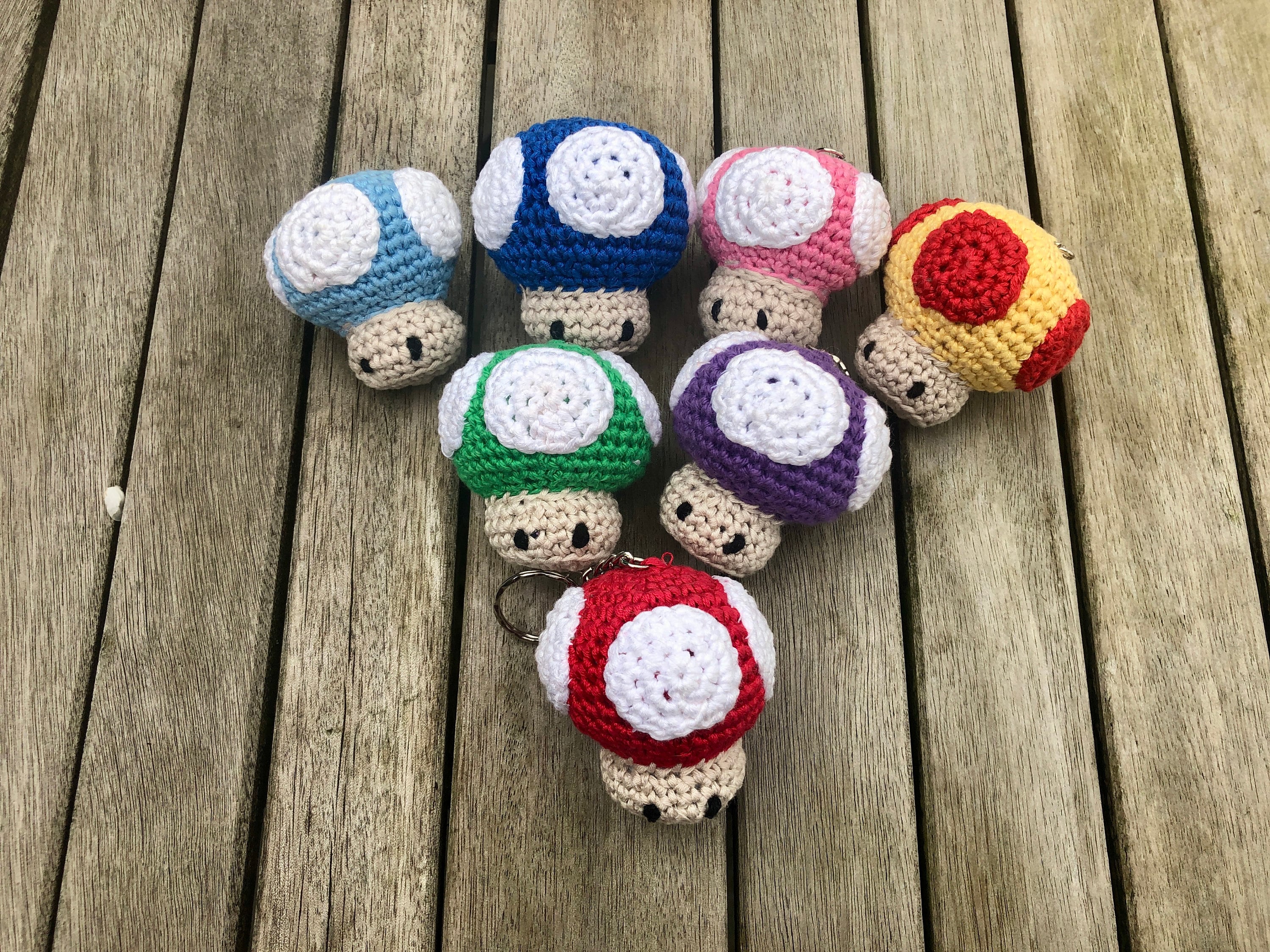 Super Mario Amigurumi Mushroom Key-chain / Bag Charm Choose - Etsy UK
